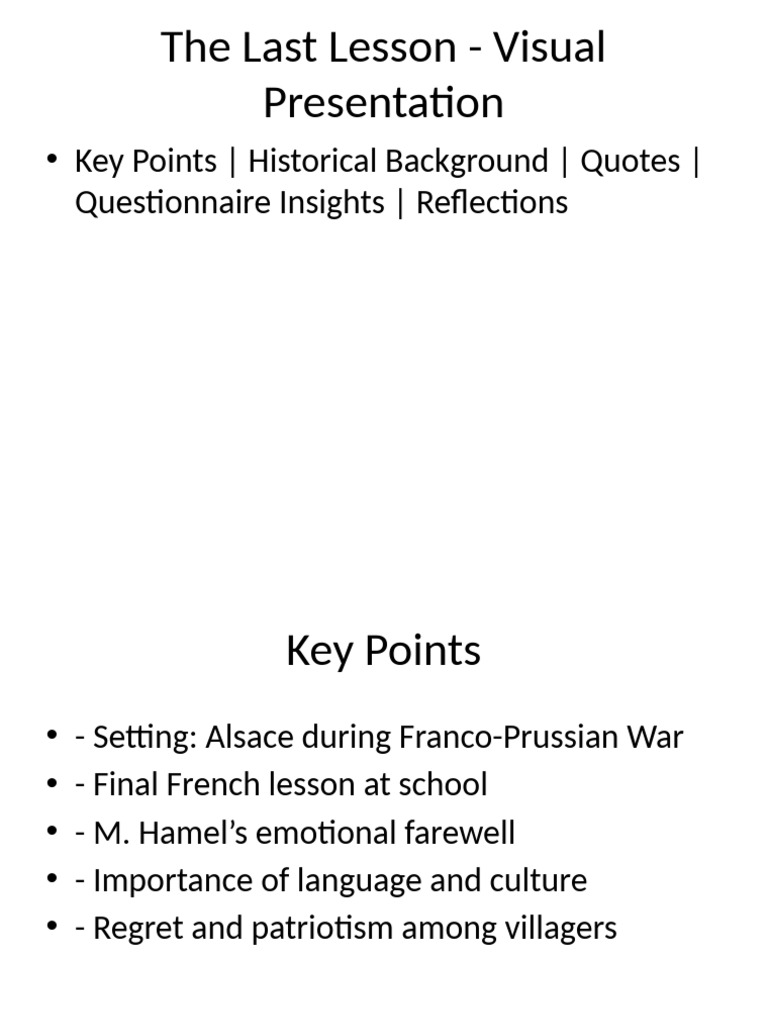 The Last Lesson Visual Presentation | PDF
