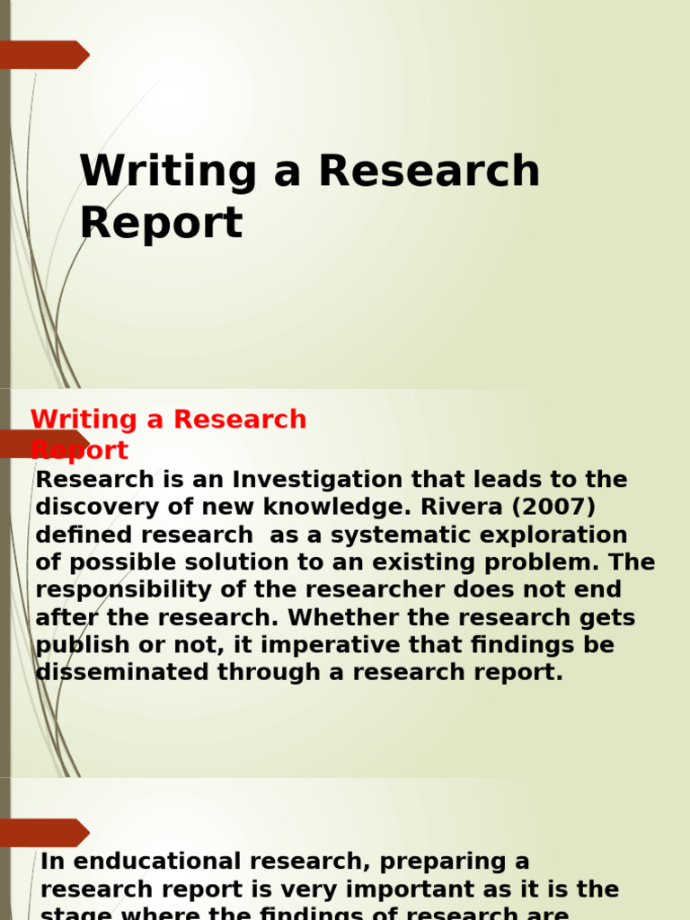 Writing A Research Report | PDF | Teachers | Methodology