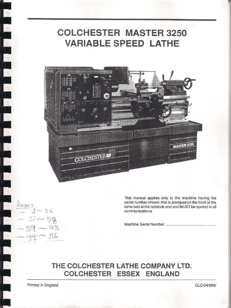 Colchester Master 3250 | PDF