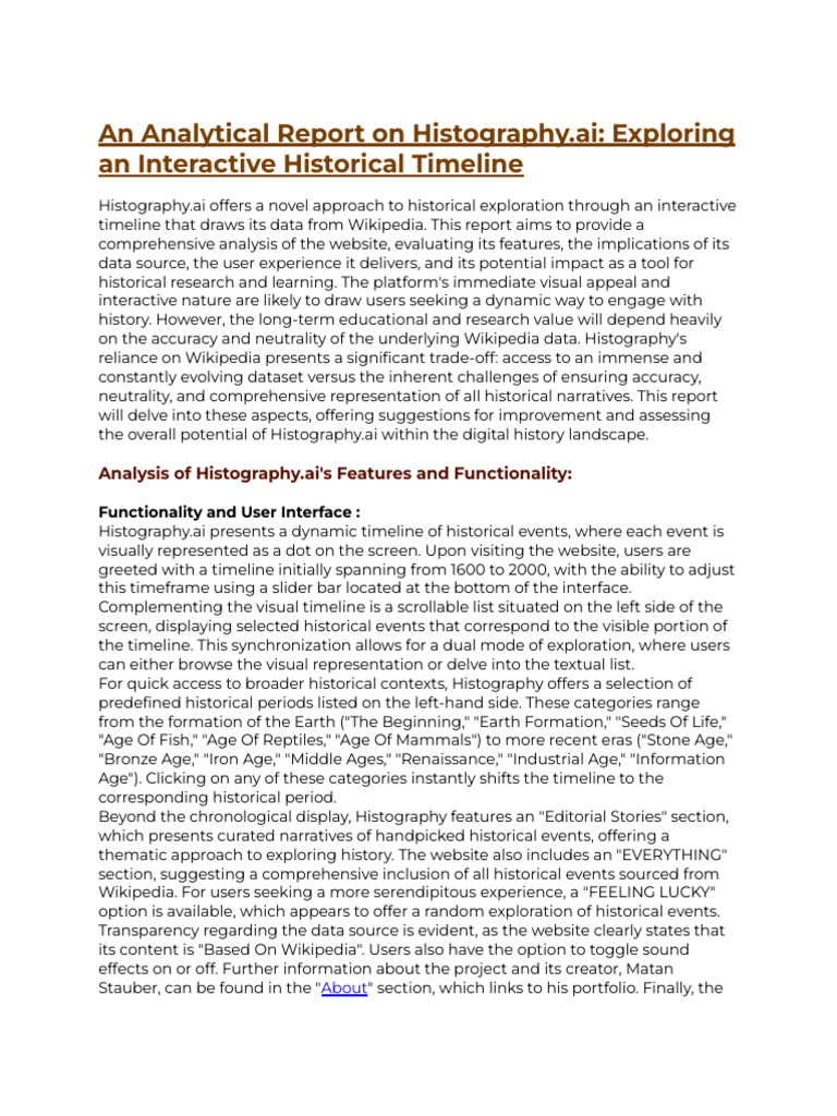 Histography Analysis and Improvement Report | PDF | Wikipedia | Usability