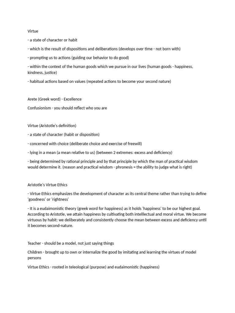 Ethics Chapter 4 Virtue Ethics First Part | PDF | Virtue | Virtue Ethics