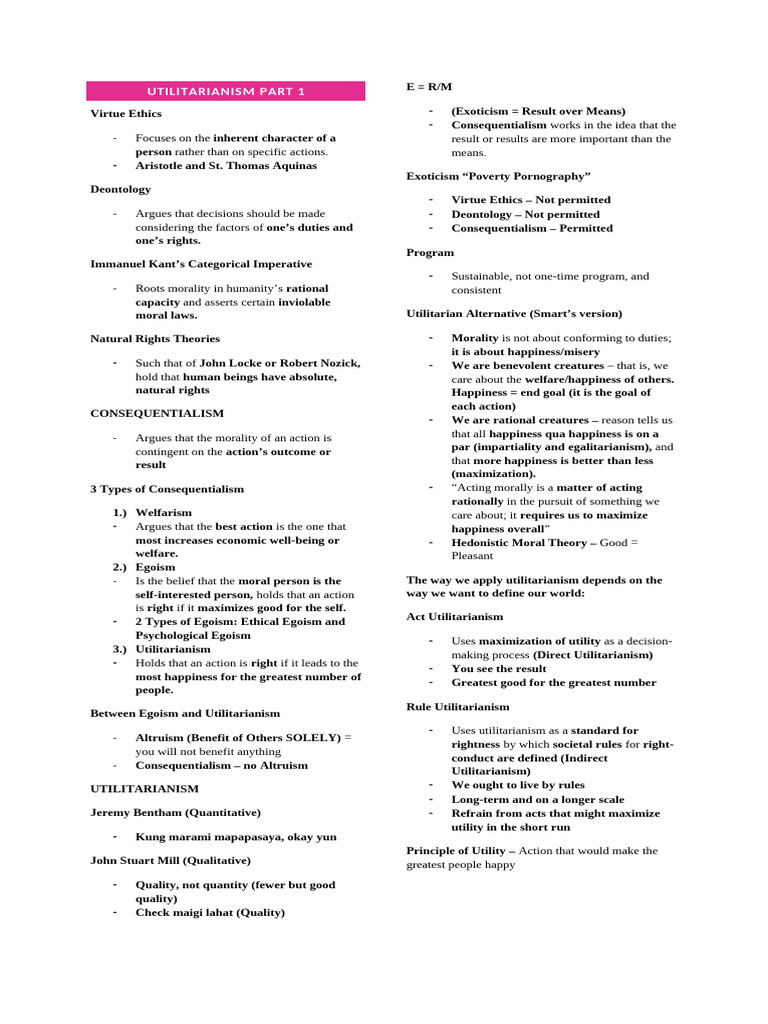 Ethics Chapter 5 Reviewer | PDF | Utilitarianism | Justice