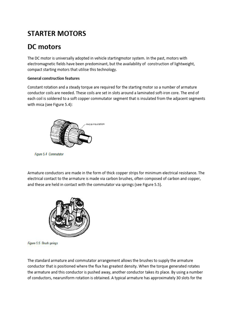 Understanding Starter Motors and Types | PDF | Electric Motor | Gear