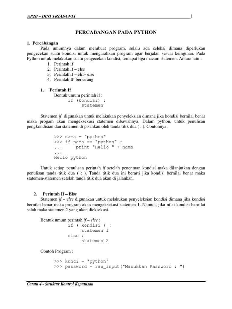 Percabangan Pada Python | PDF