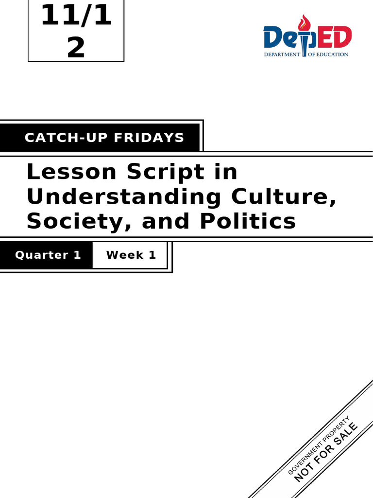 Lesson Script: Culture, Society, Politics | PDF | Anthropology | Sociology