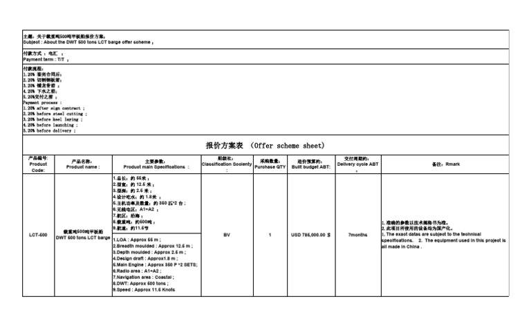 DWT 500 Tons LCT Barge | PDF