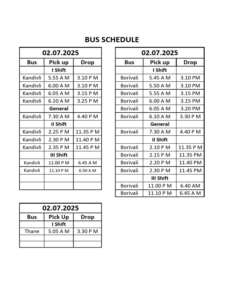 02-07-2025 Bus Schedule | PDF