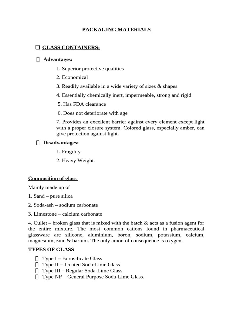 Glass vs. Plastic Packaging Materials | PDF | Glasses | Thermoplastic
