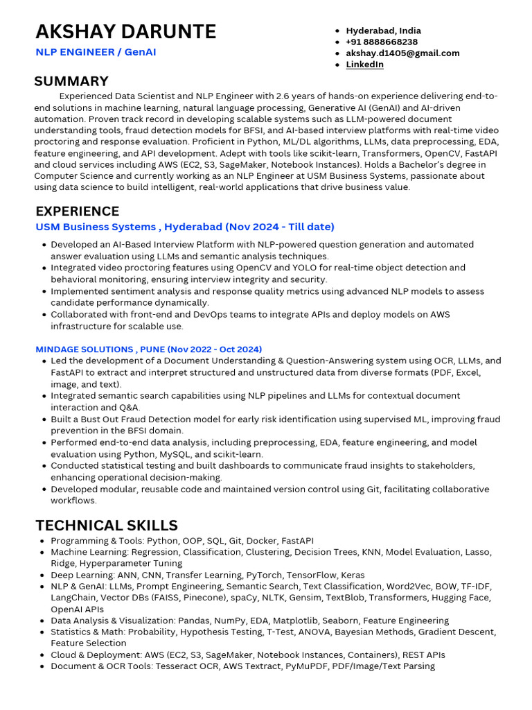 Goood Example of Data Science CV That Can Be Sued As An Example | PDF ...