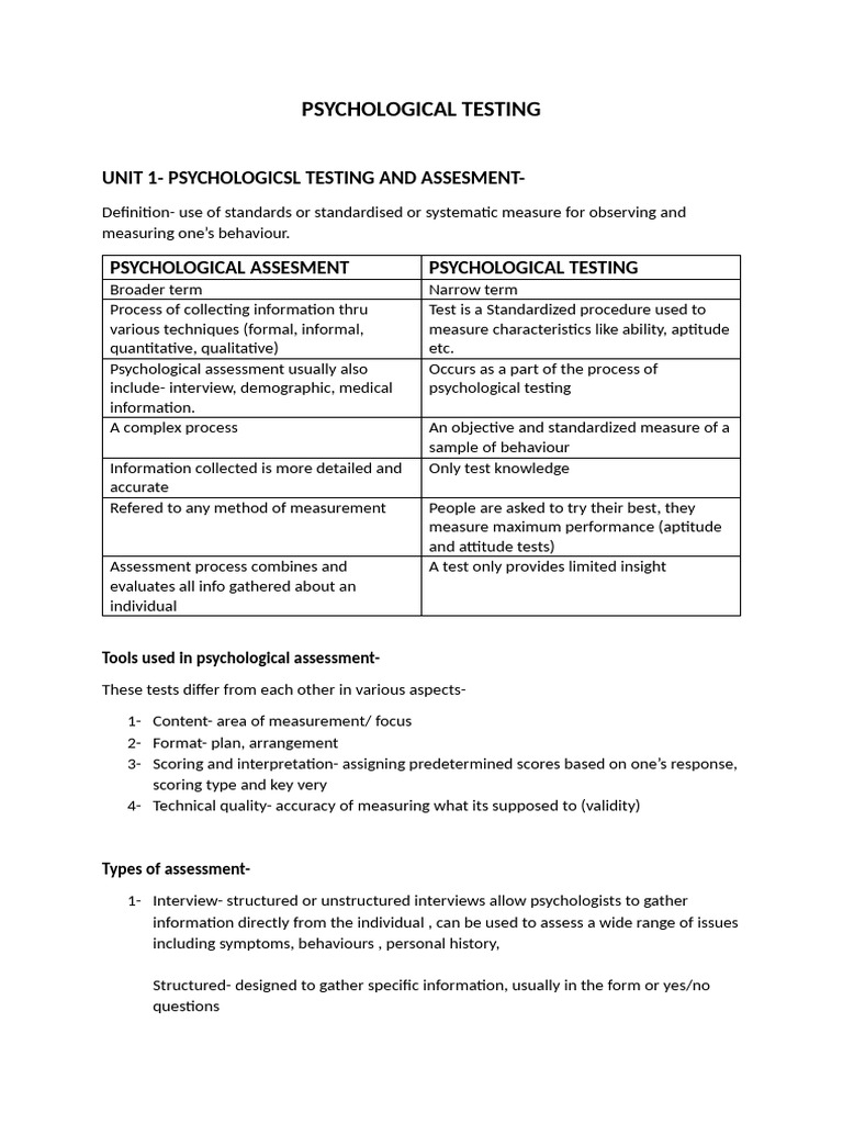 Psychological Testing Section A | PDF | Level Of Measurement ...