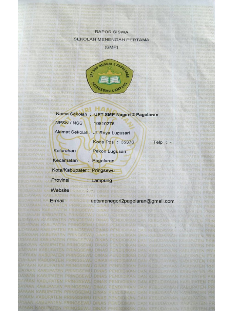 Rapor Siswa Sekolah Menengah Pertama (SMP) | PDF