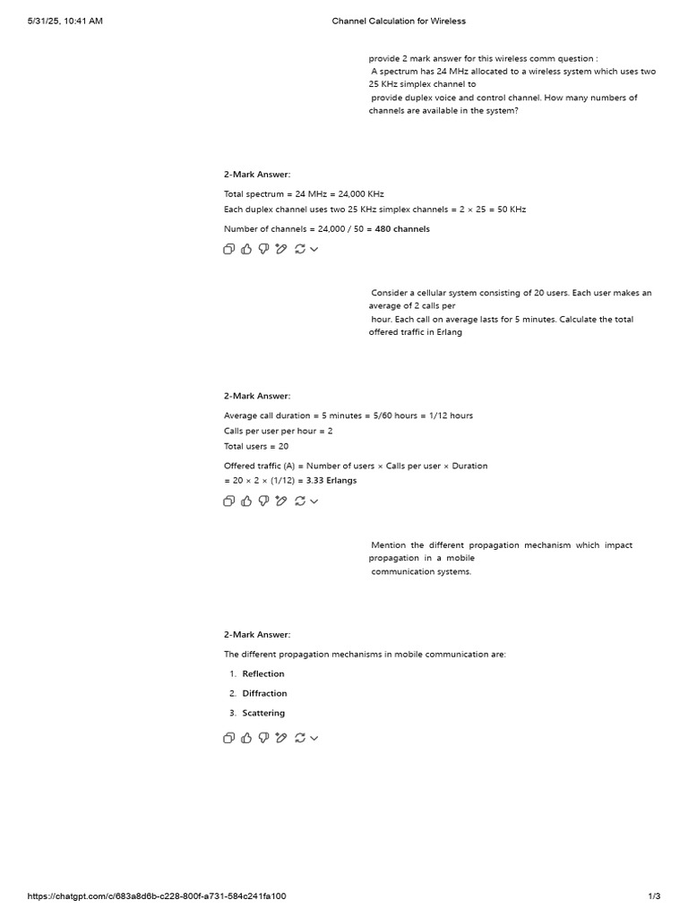 Channel Calculation For Wireless | PDF | Hertz | Radio Propagation