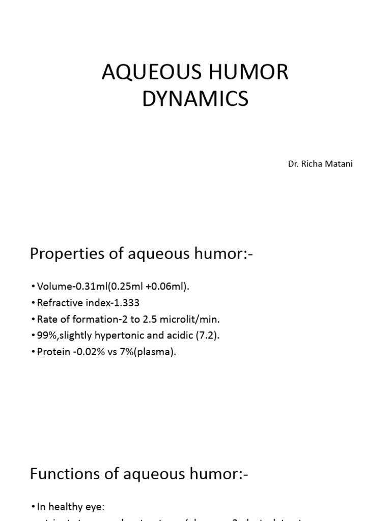 Aqueous Humor Dynamics-1 2 | PDF | Physiology