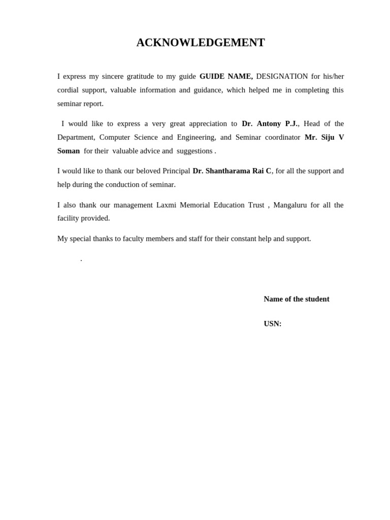 Seminar Acknowledgement | PDF