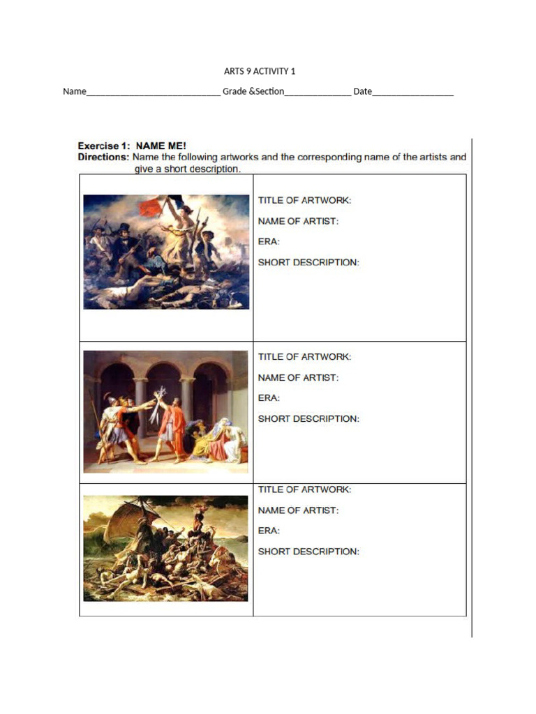 Arts 9 Activity Sheet | PDF