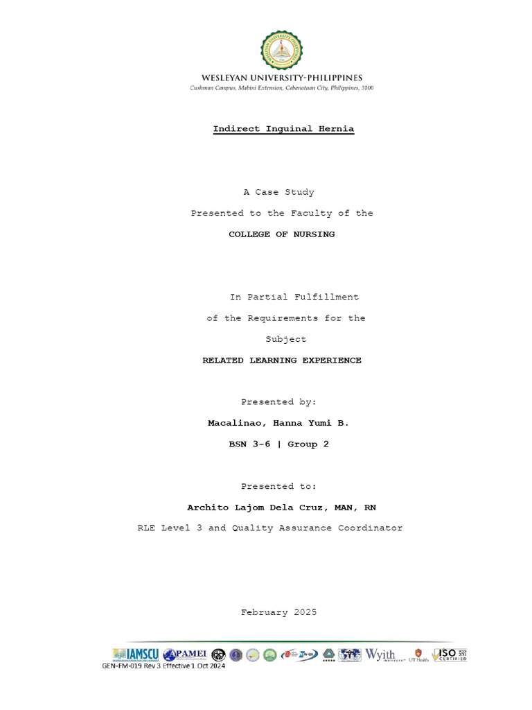 Indirect Inguinal Hernia Case Study | PDF | Medical Specialties ...