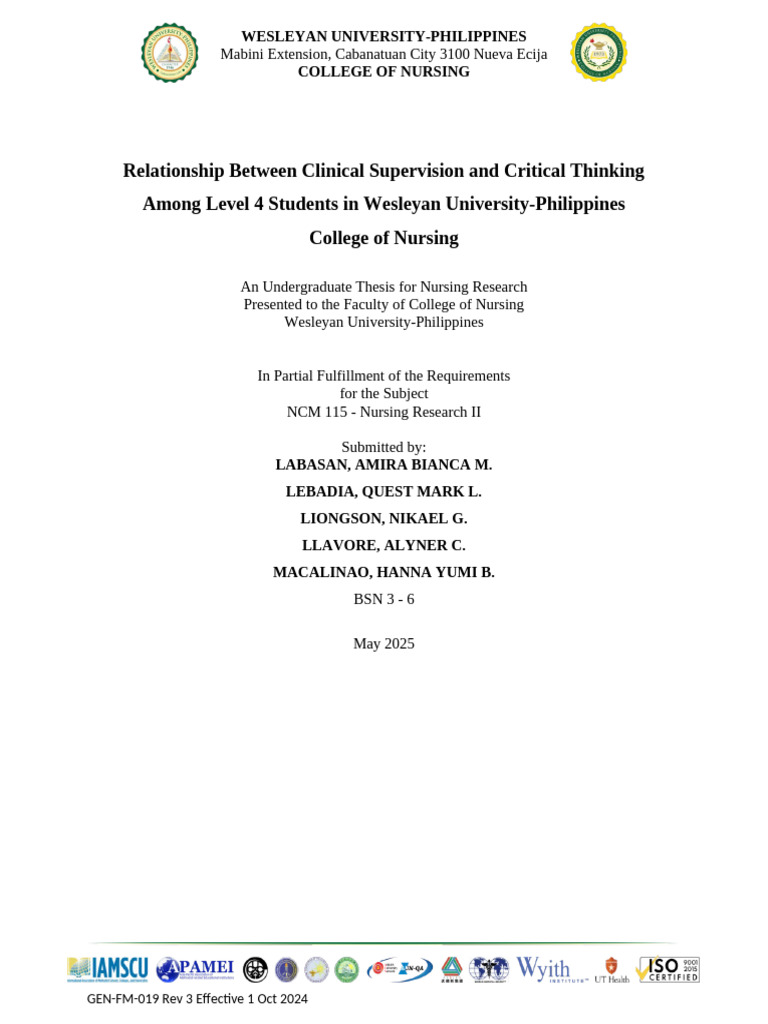 Final Defense Manuscript | PDF | Critical Thinking | Sample Size Determination