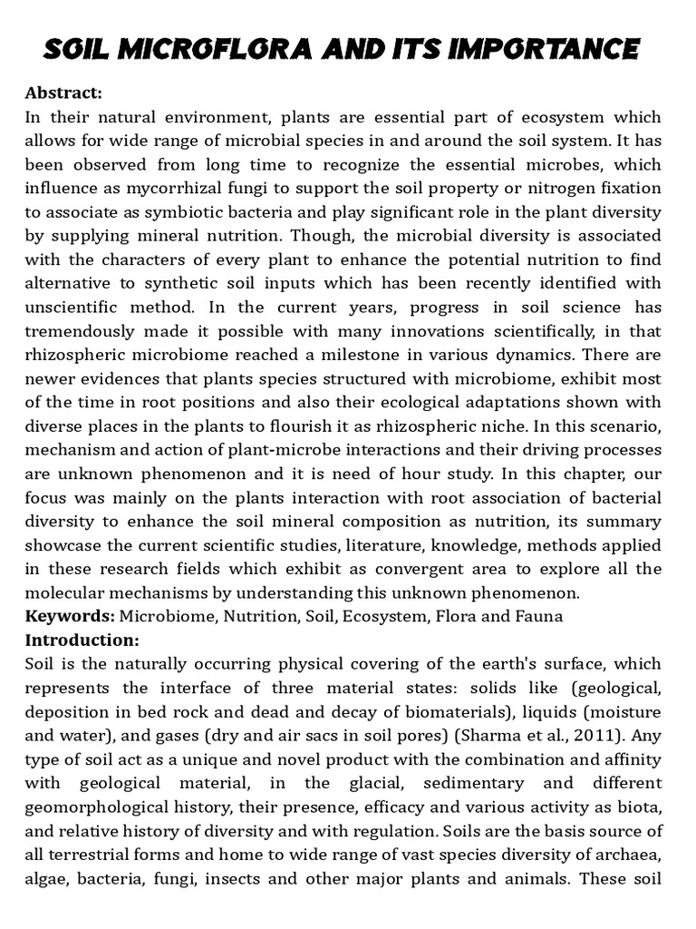 Soil Microflora and Its Importance - 120334 | PDF | Soil | Ecosystem