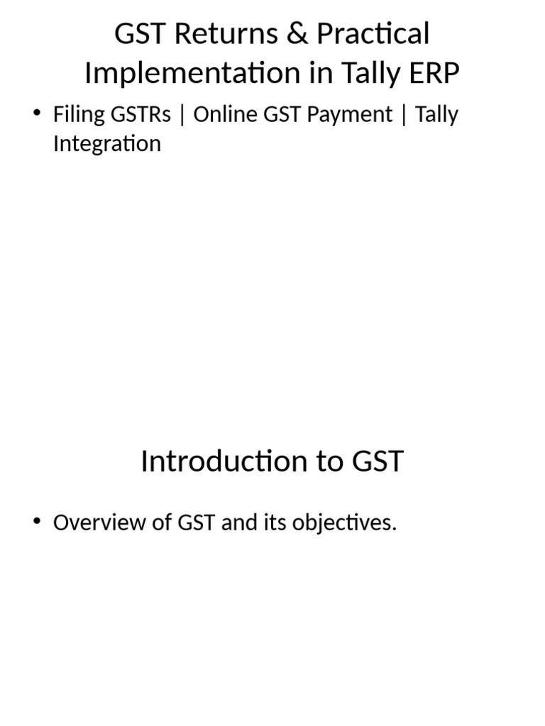 GST Returns Implementation in Tally ERP | PDF