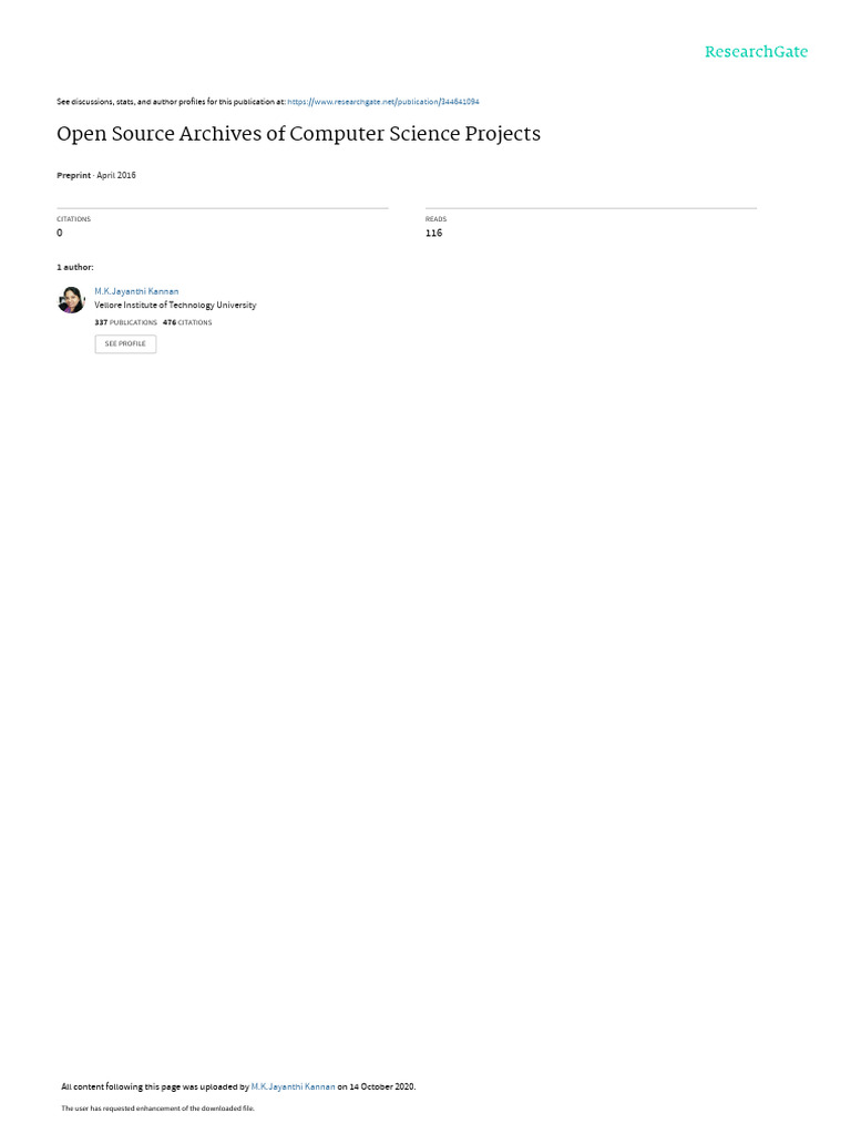 Open Source Archives of Computer Science Students Projects | PDF