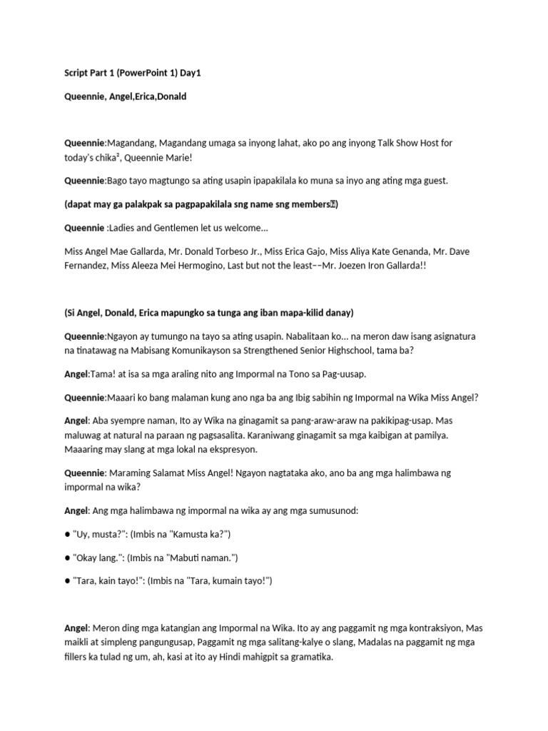 Script 1 (PowerPoint 1) DAY-1 | PDF