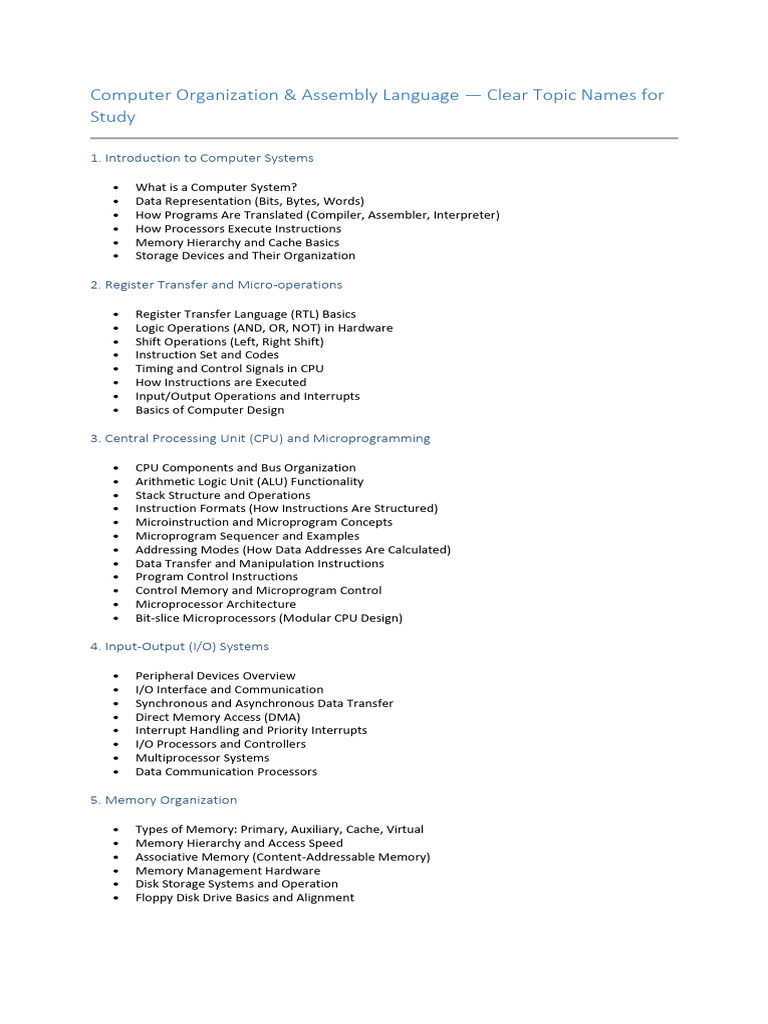 Computer Organization and Assembly Language | PDF | Central Processing ...
