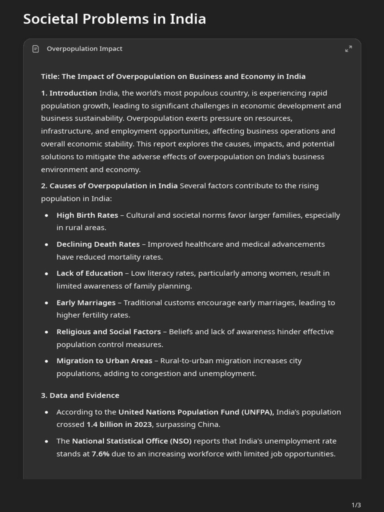Societal Problems in India | PDF | Human Overpopulation | Economic Growth