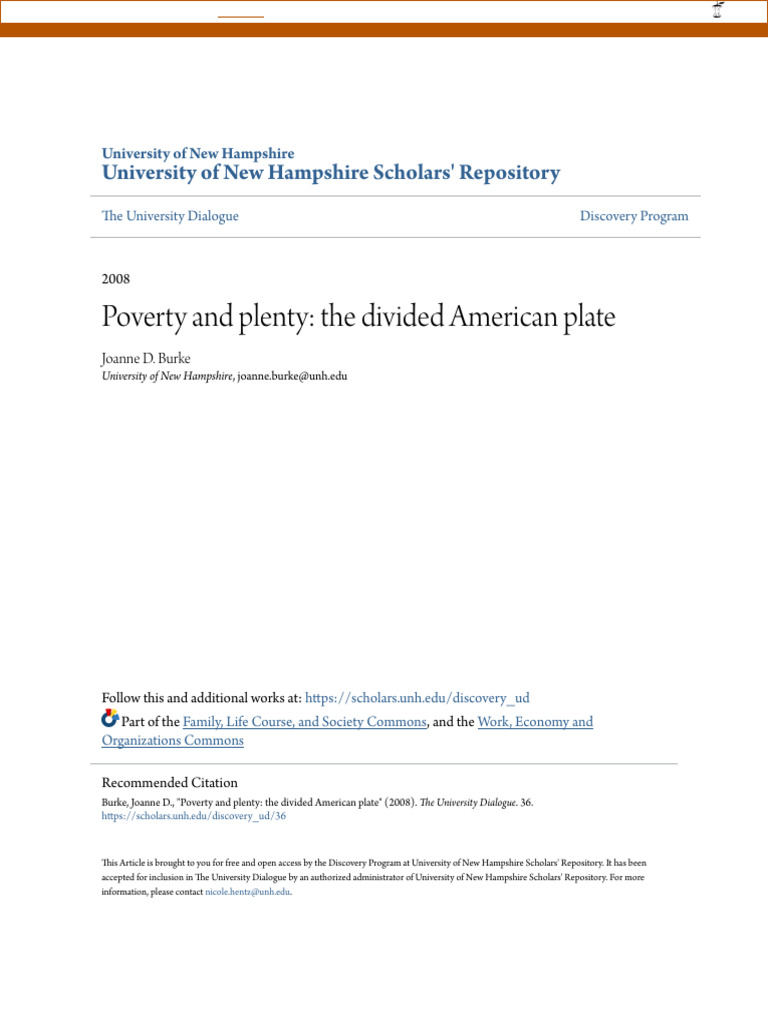 Poverty and Plenty - The Divided American Plate | PDF | Poverty ...