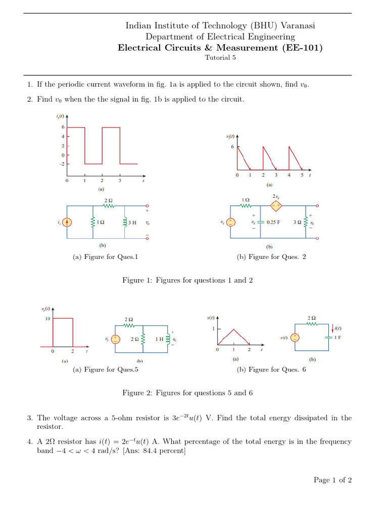 Tutorial 5 EE101 | PDF