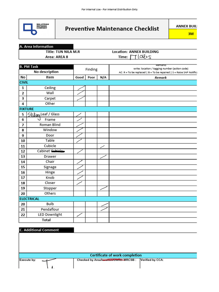 PM Checklist - Area 8 Admin & Annex 3 Month 3 | PDF