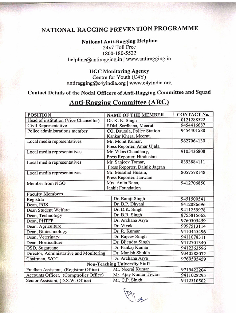 Anti Ragging Committee | PDF