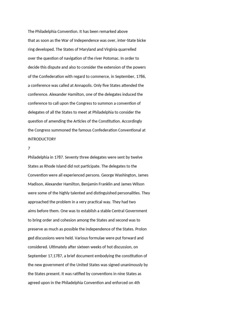 Philadelphia Convention Overview | PDF | Constitutional Convention ...