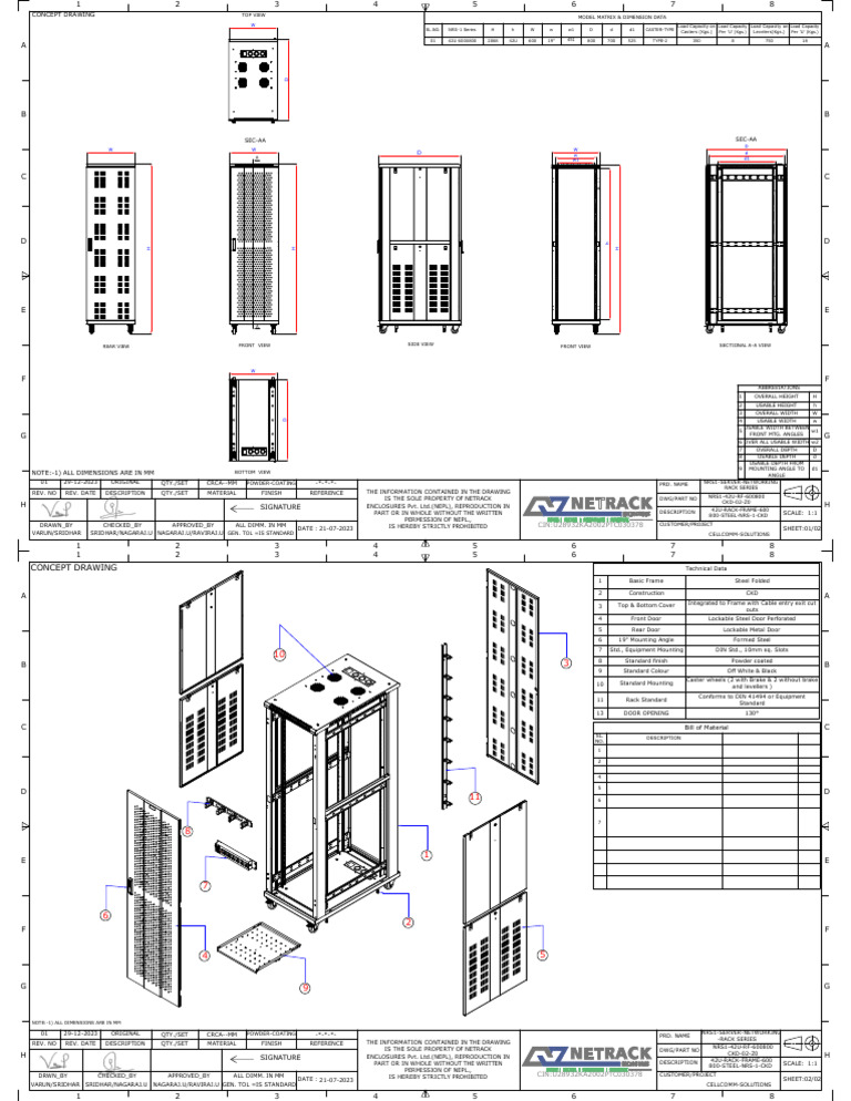 42u Rack Frame 600x800 Steel Nrs1 CKD Model | PDF | Door
