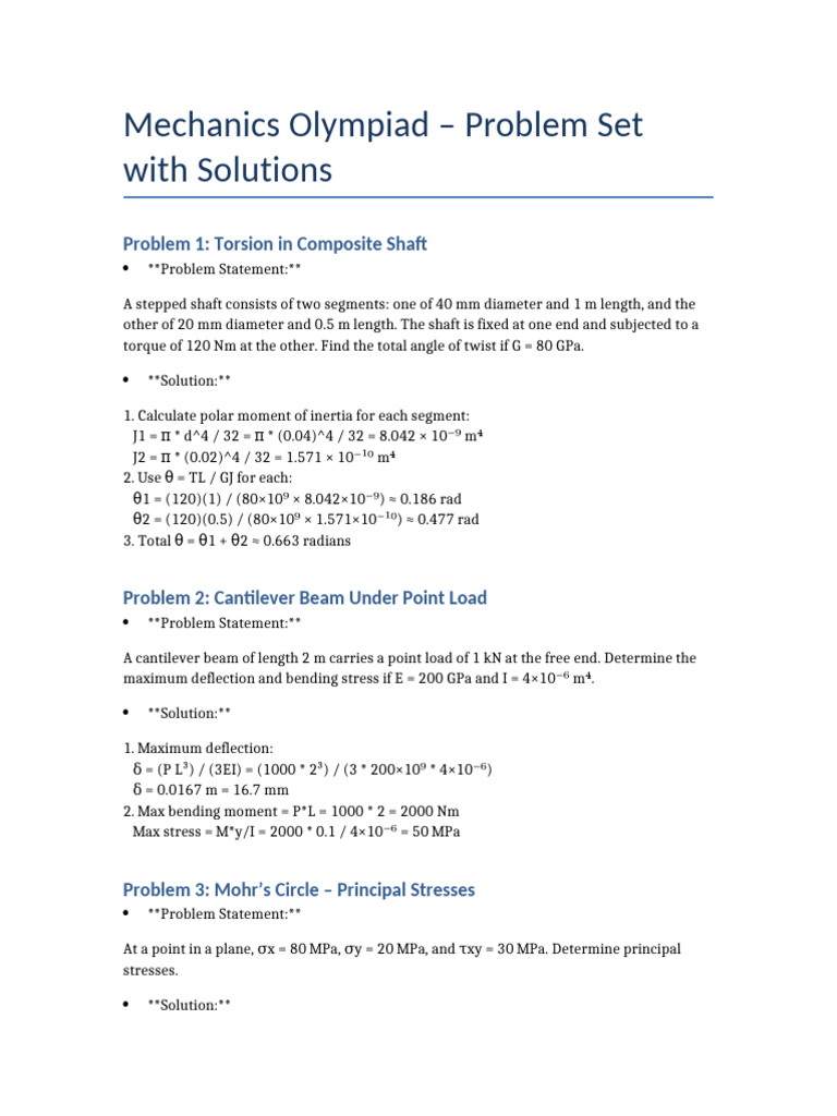 Mechanics Olympiad Problem Set Popov | PDF