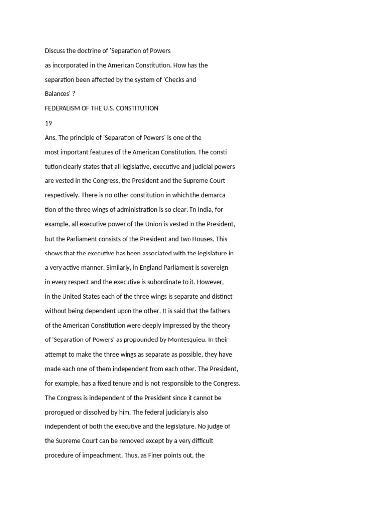 Doctrine of Separation of Governmental Powers | PDF | Separation Of ...