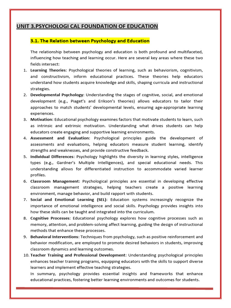 Psychology's Impact on Education Methods | PDF | Educational Psychology ...