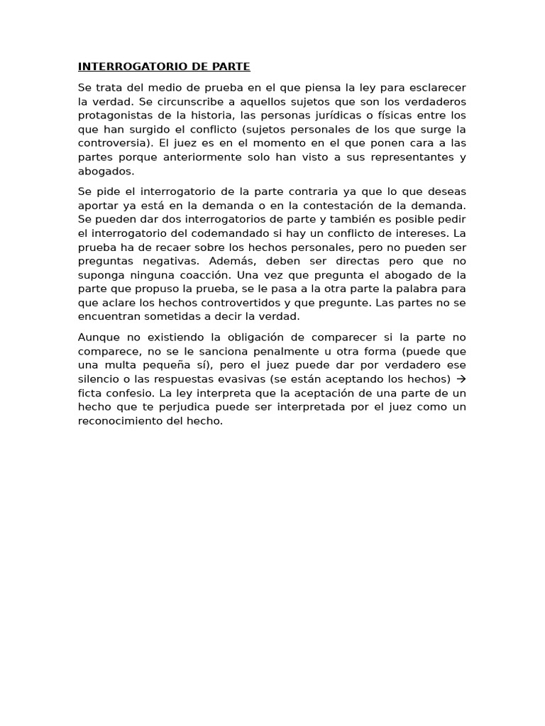 Interrogatorio de Parte | PDF