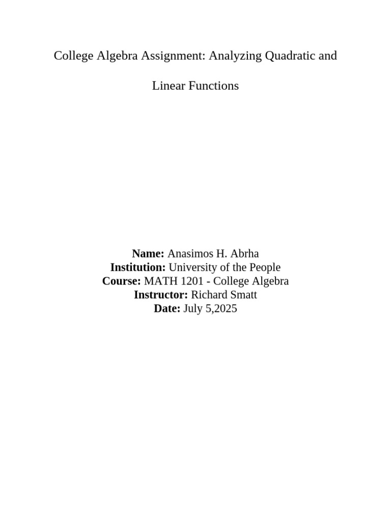 Analyzing Quadratic & Linear Functions | PDF | Mathematics | Algebra