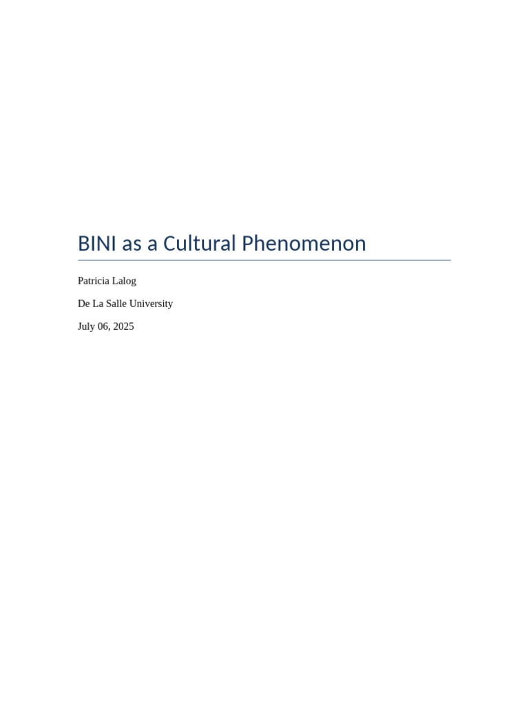 BINI As A Cultural Phenomenon | PDF
