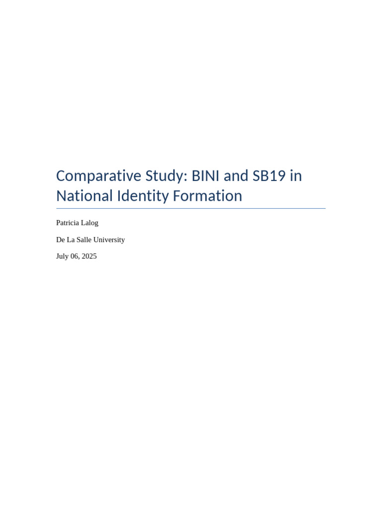 Comparative Study BINI and SB19 in National Identity Formation | PDF