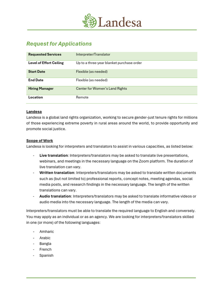 Interpreter/Translator Application Request | PDF | Language ...