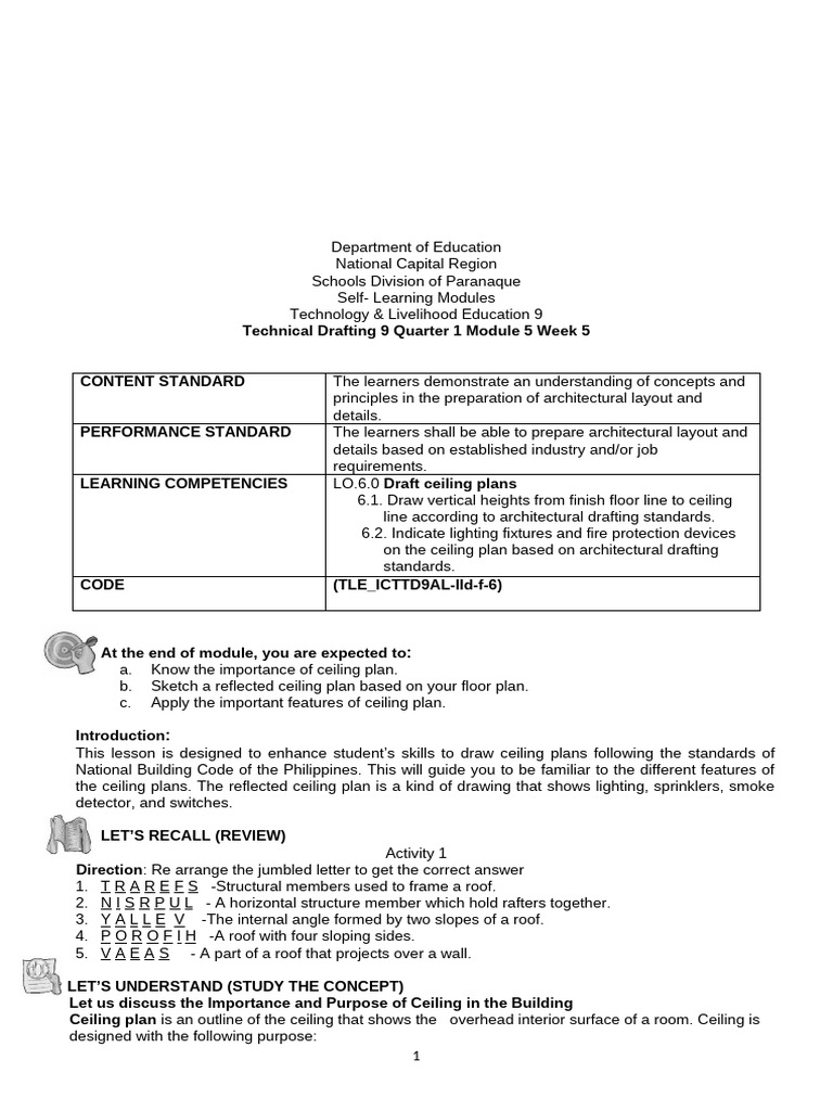 TLE-Grade9 Quarter1 Module5 Week5 | PDF | Technical Drawing | Ceiling