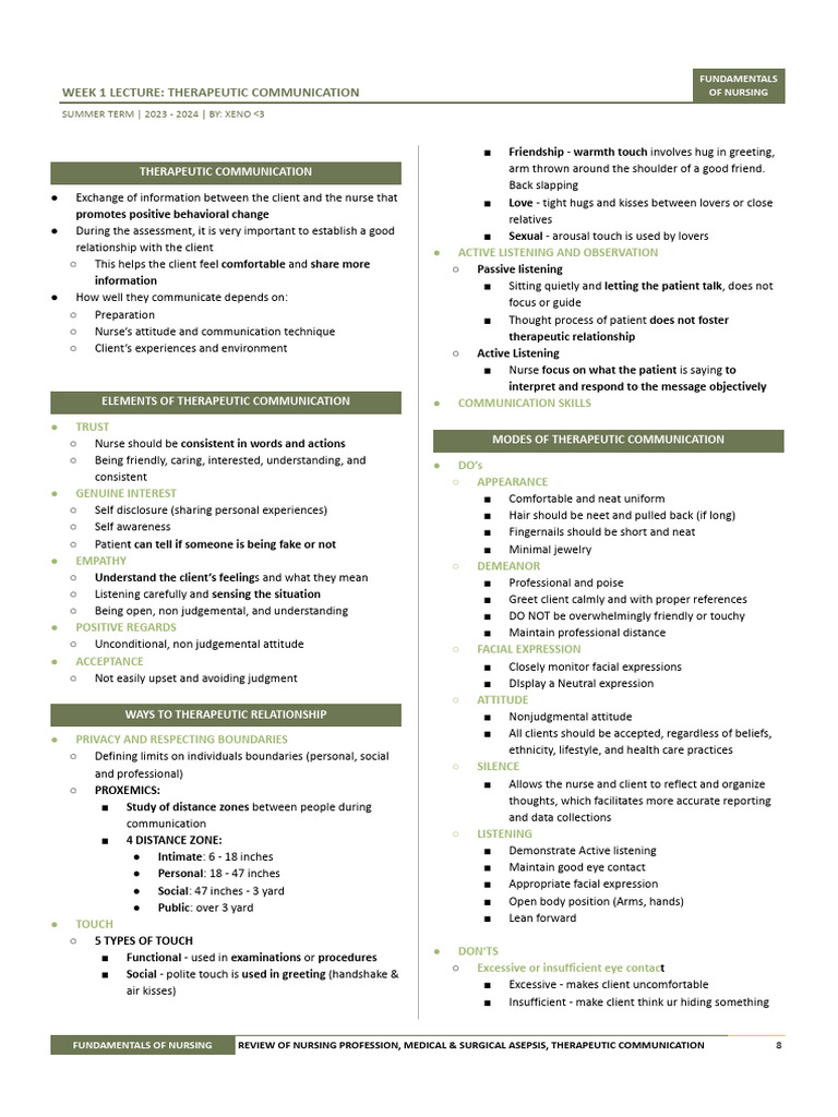 Therapeutic Communication Essentials | PDF | Health Care | Nursing