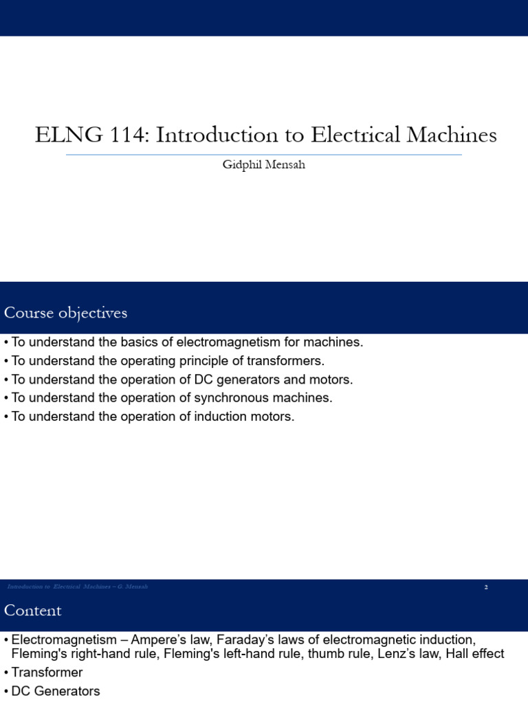 ELNG 114 - Upd1 - Intro To Electrical Machines - G. Mensah | PDF ...