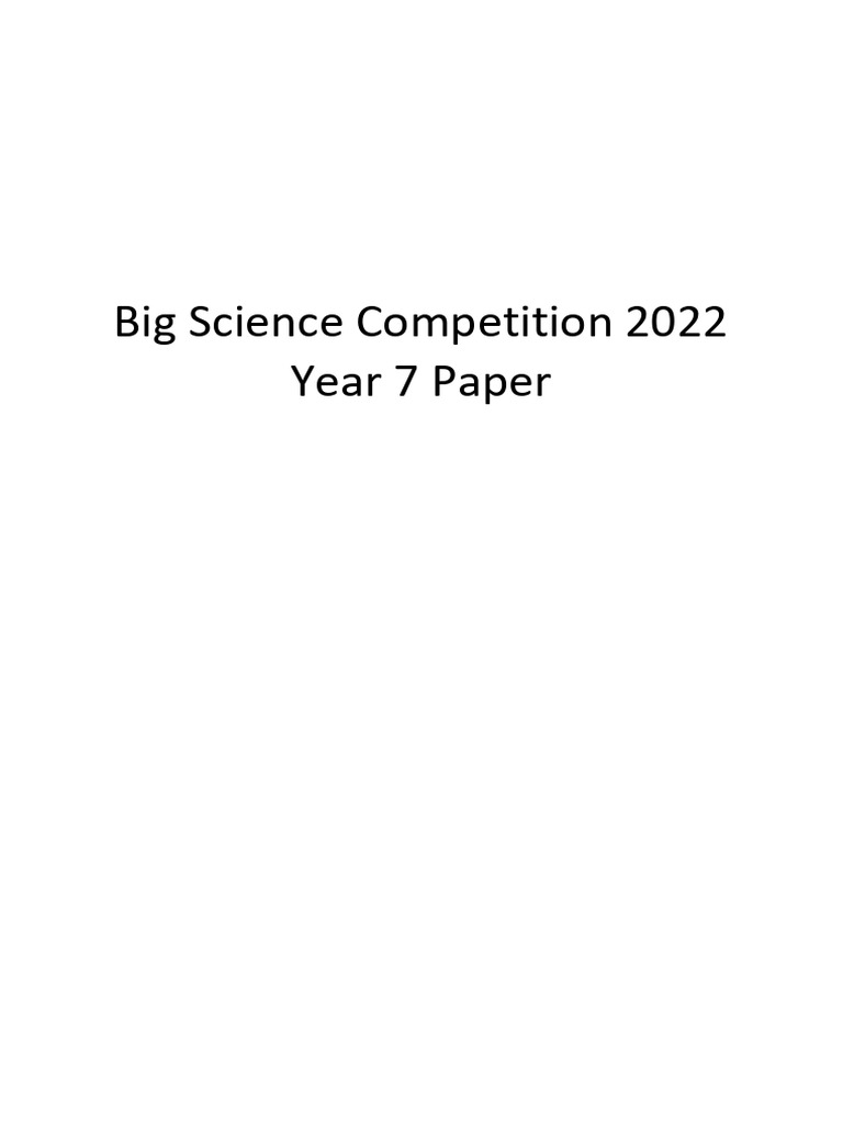 Year 7 Big Science Competition 2022 | PDF | Metals | Earth
