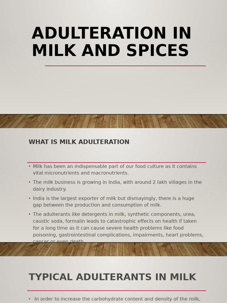 Adulteration in Milk and Spices | PDF | Milk | Spice