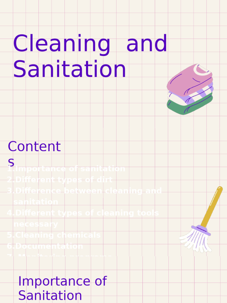Cleaning and Sanitation | PDF | Soil | Disinfectant
