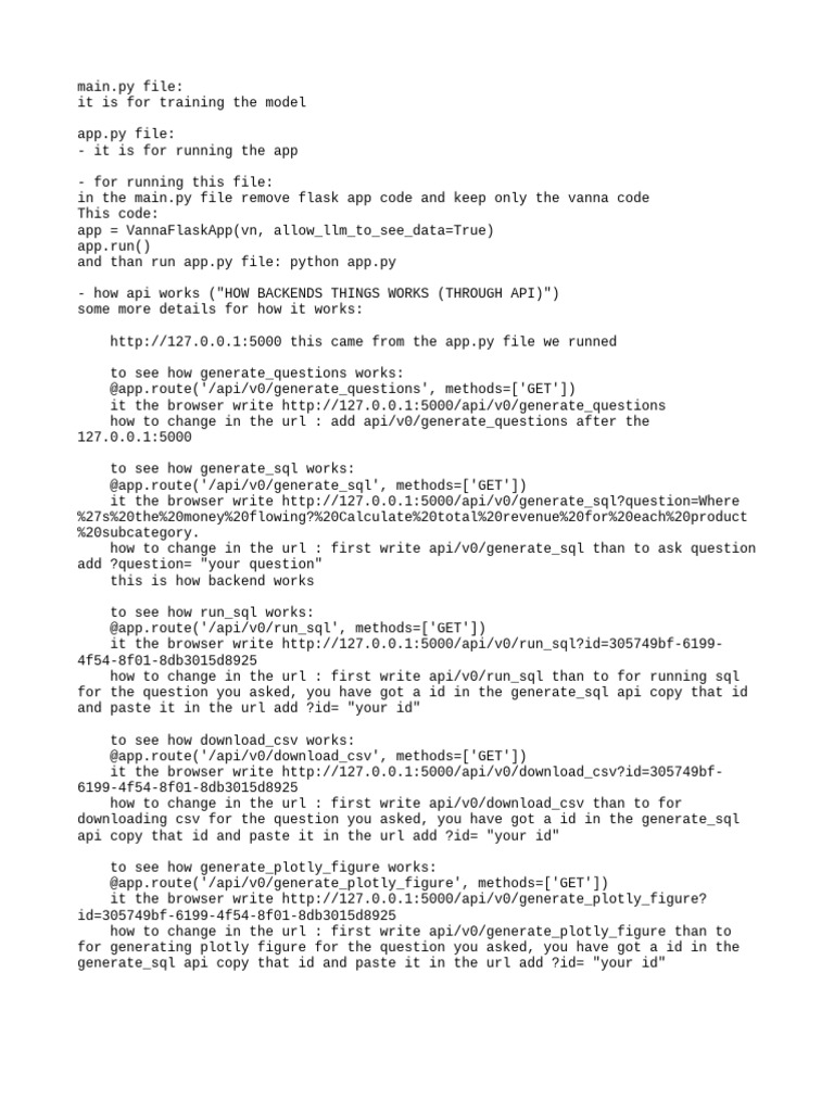 API Usage Guide for VannaFlaskApp | PDF