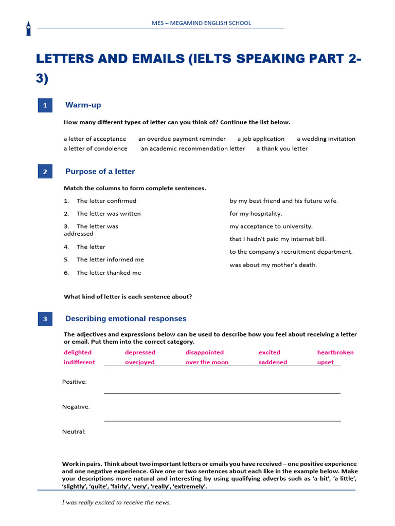 Letters and Emails Ielts Speaking Part 2 3 British English Student Ver2 ...