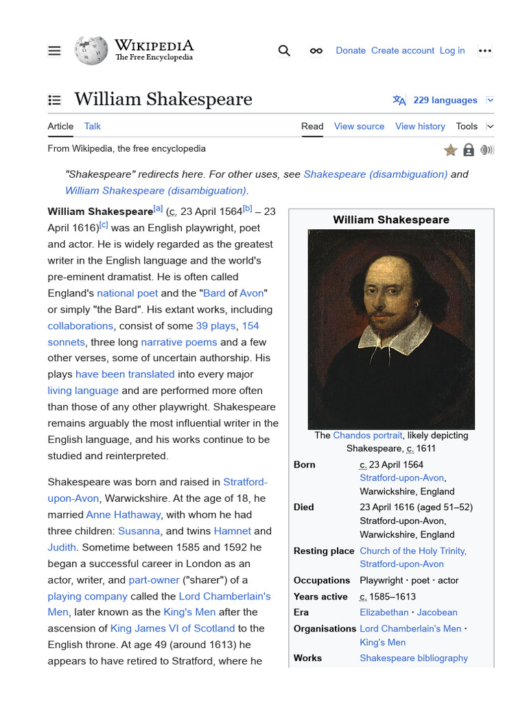 William Shakespeare: Life and Legacy | PDF | William Shakespeare ...